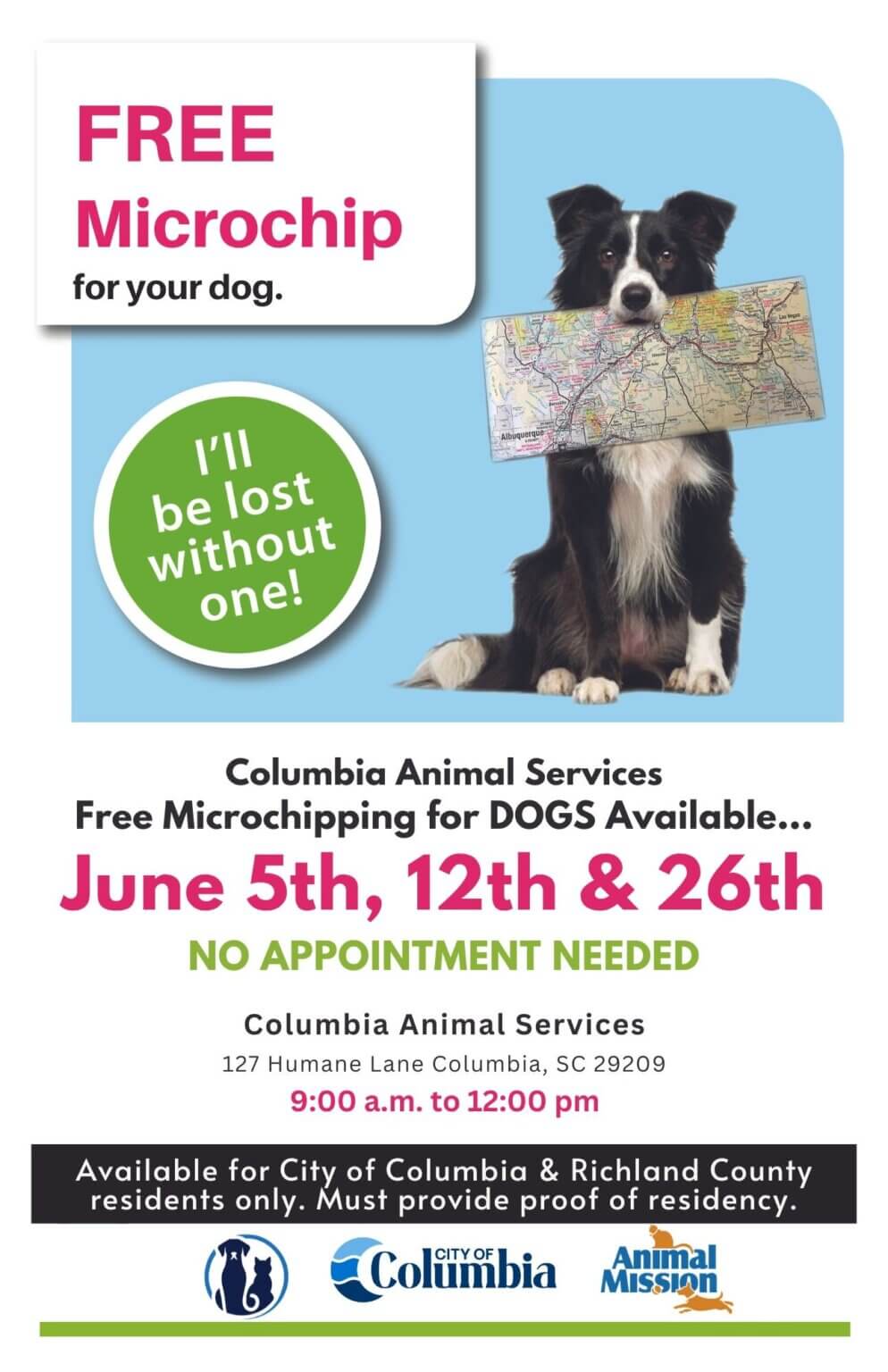 Columbia Animal Services Offers Free Microchipping for Dogs in June ...