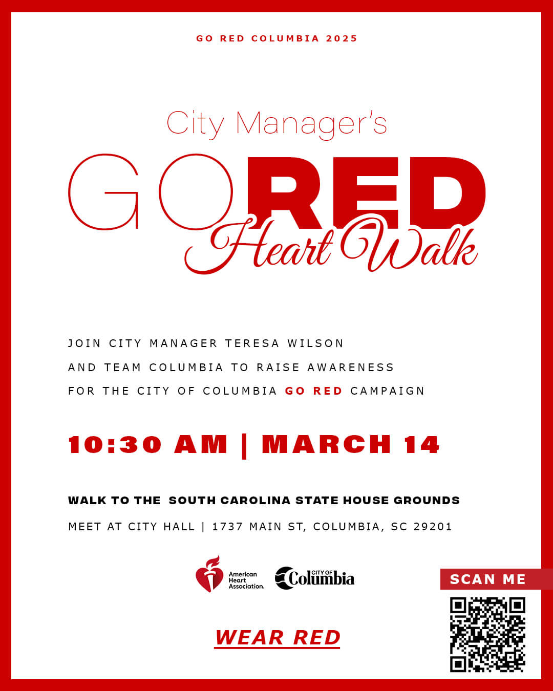 City of Columbia to Host Annual City Manager’s Go Red Heart Walk - City ...