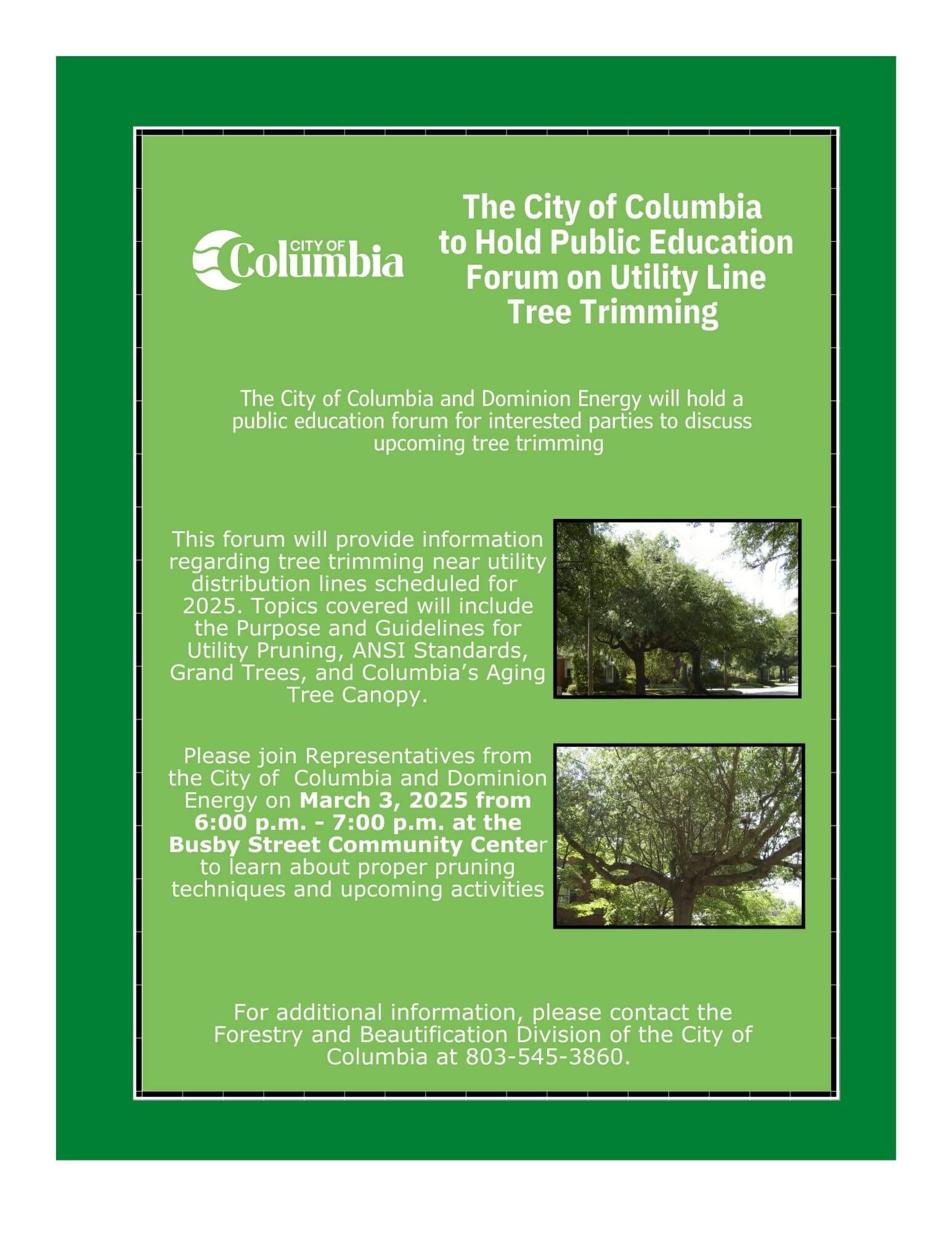 City of Columbia and Dominion Energy to Hold Annual Tree Trimming ...