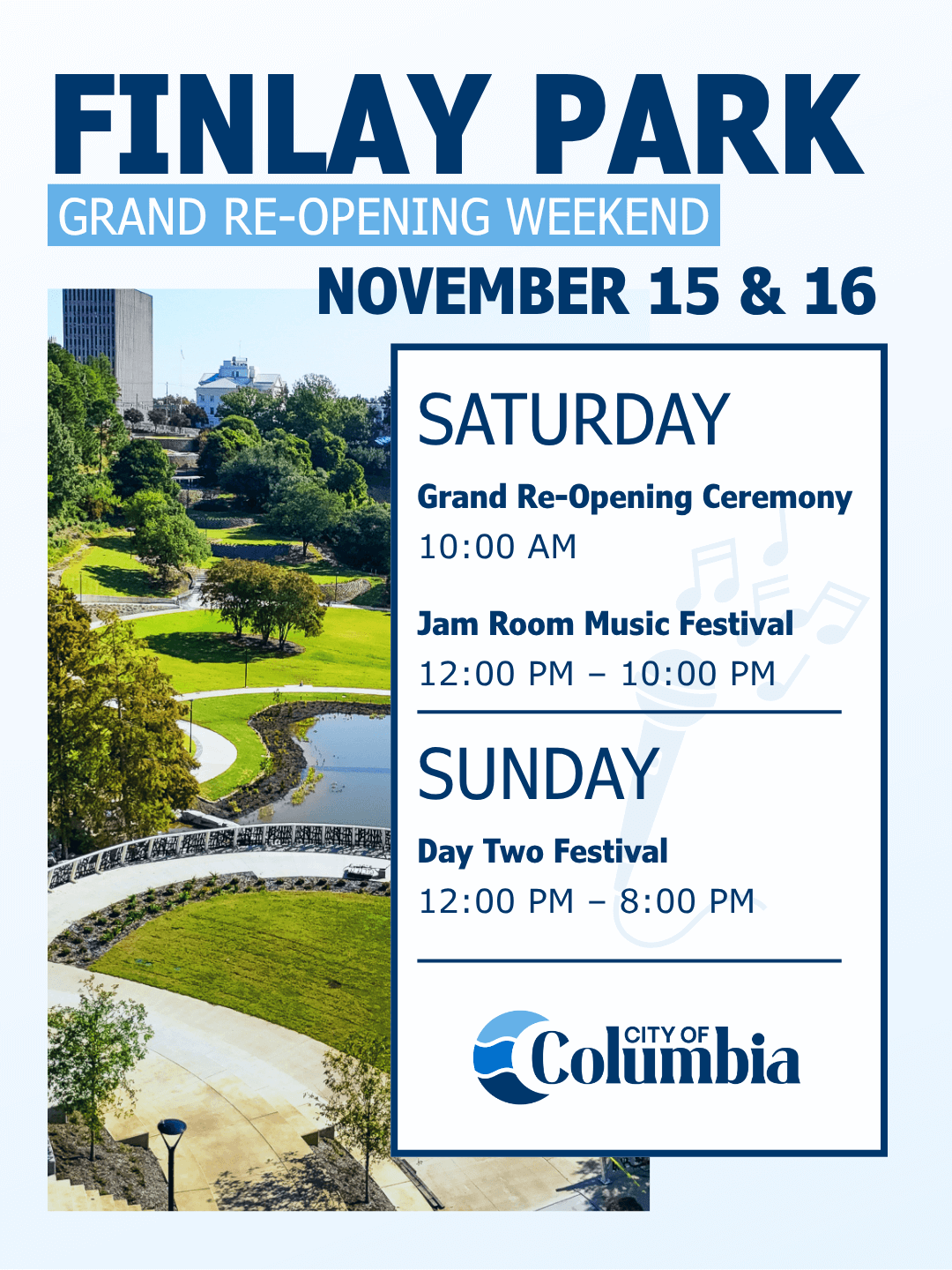 Finlay Park Grand Re-Opening - City of Columbia, Columbia SC