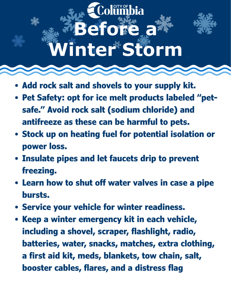 City of Columbia Urges Residents to be Prepared for Inclement Winter ...