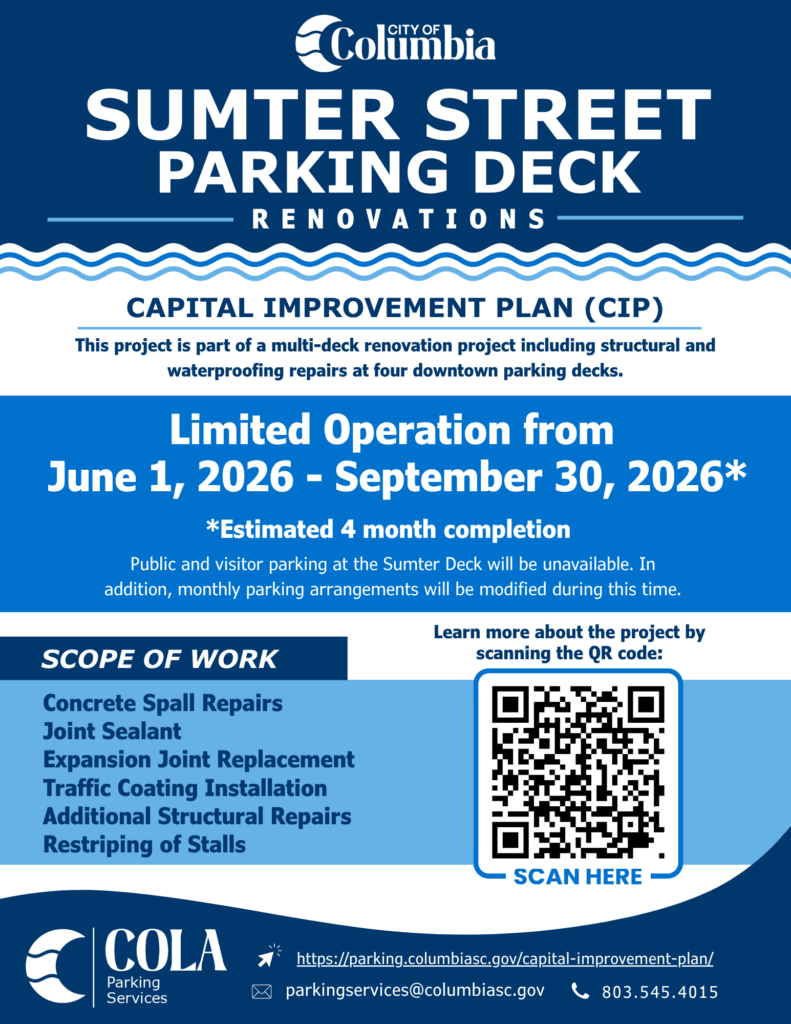 City of Columbia to Begin Structural Repairs at Sumter Street Parking ...